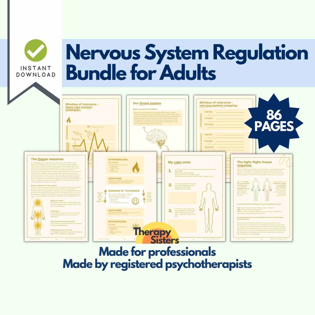 Nervous System Regulation Worksheet Bundle Polyvagal Theory Prefrontal ...
