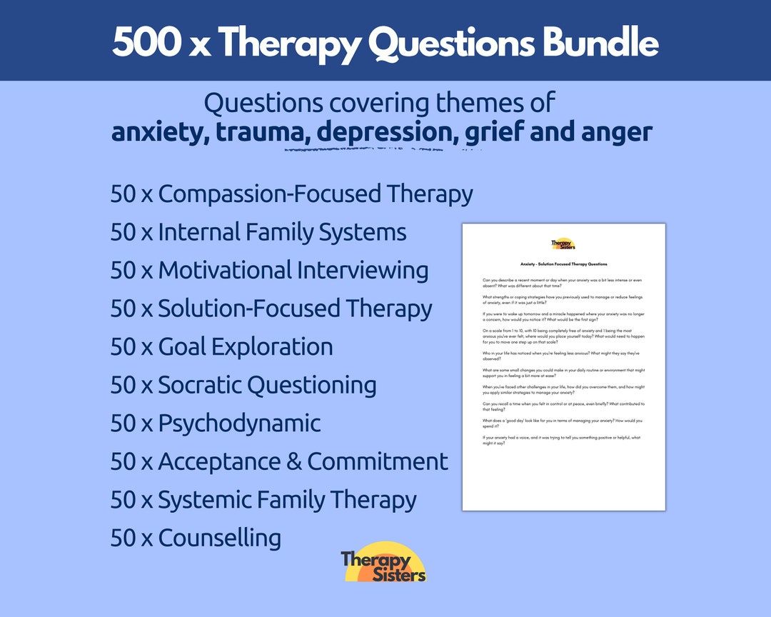 500 Therapy Questions Bundle Therapy Interventions Therapy - Etsy