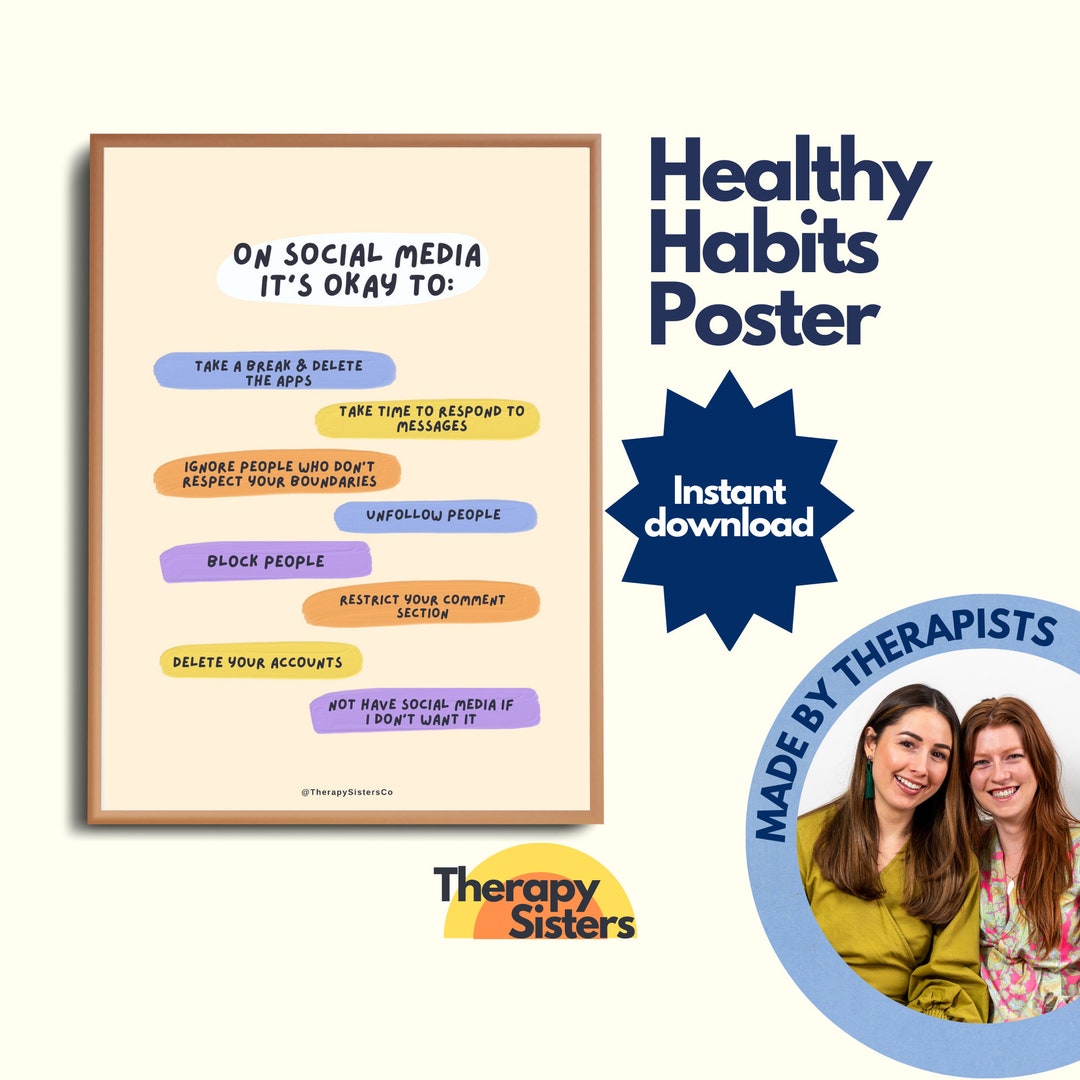 Healthy Habits Poster | School Counseling Sign Poster Psychologist ...