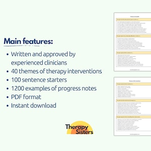 Therapy Progress Note Template | Therapy Documents Note Sentence ...