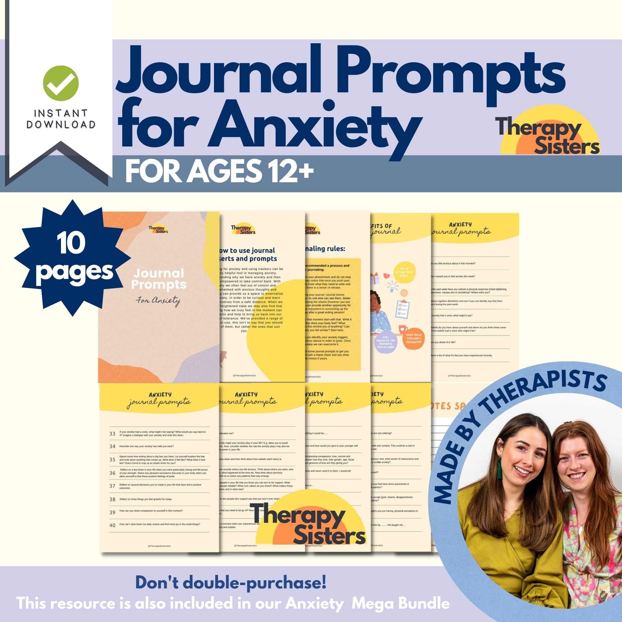 40 Teen Anxiety Journal Prompts Anxiety Planner Anxiety Tracker Mental ...