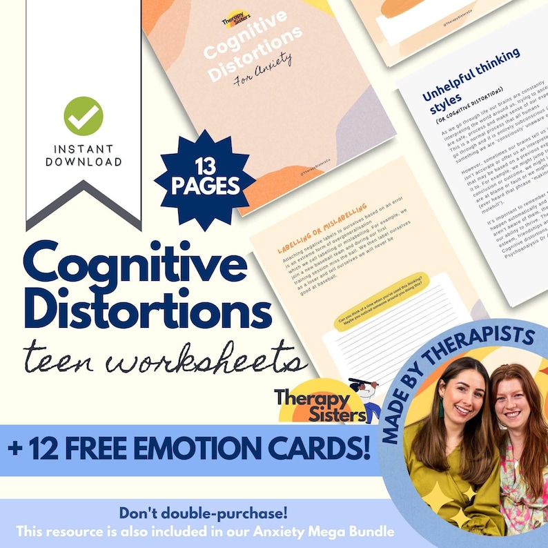 Cognitive Distortions Worksheets Process Unhelpful Thinking Styles ...