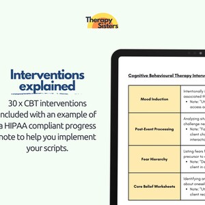 CBT Therapy Session Scripts | Therapy Note Sentence Starters Therapy ...