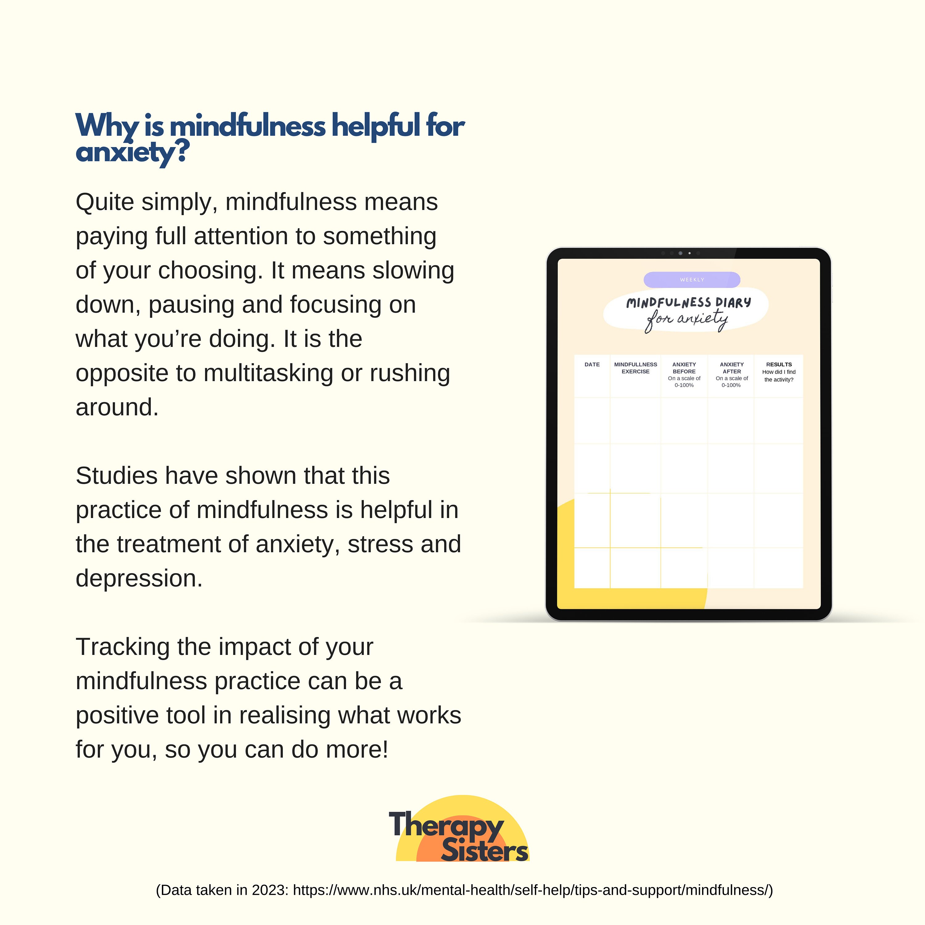 Mindfulness Diary for Anxiety Self Care Journal Mindfulness Journal ...