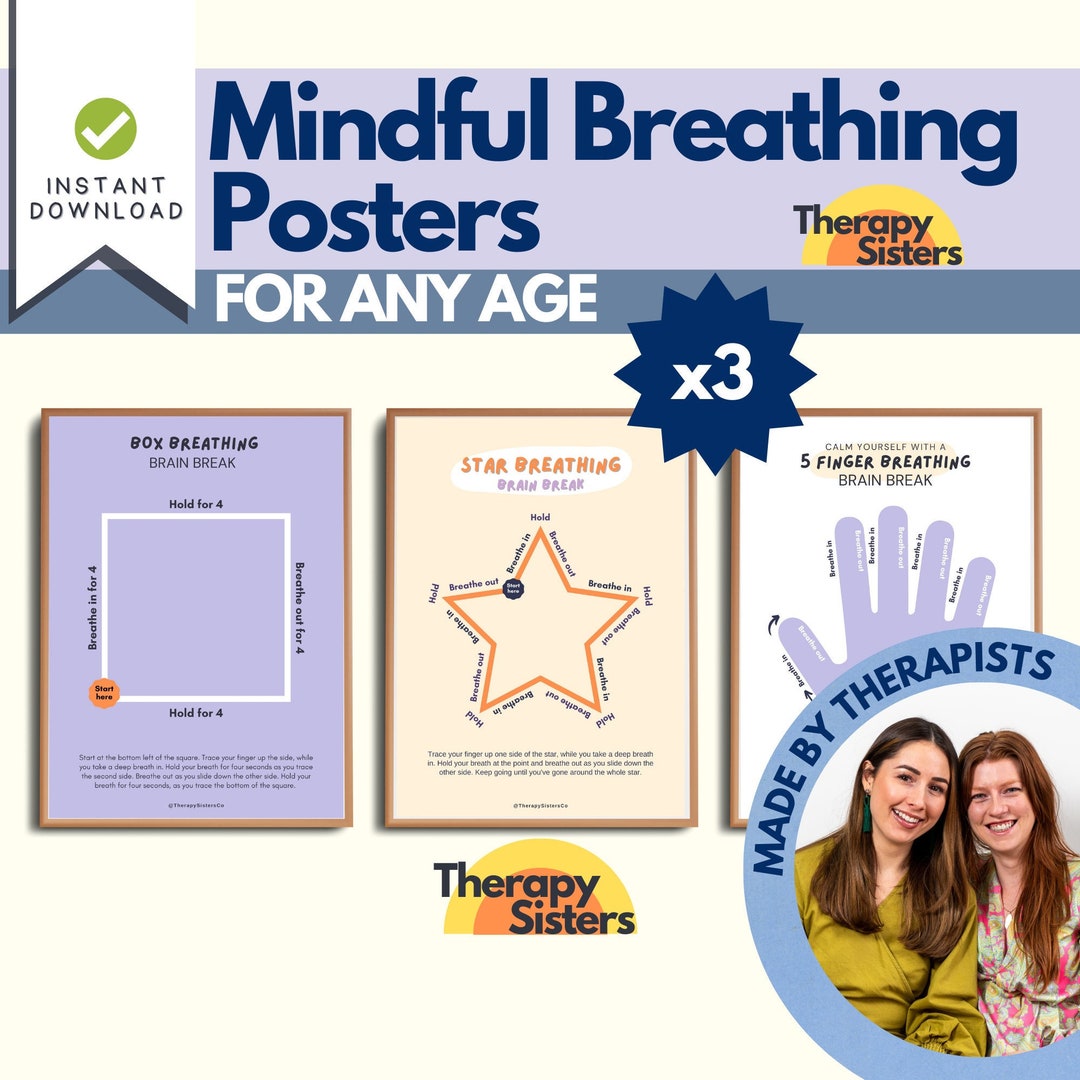 3 Mindful Breathing Posters | School Counseling Sign Poster ...