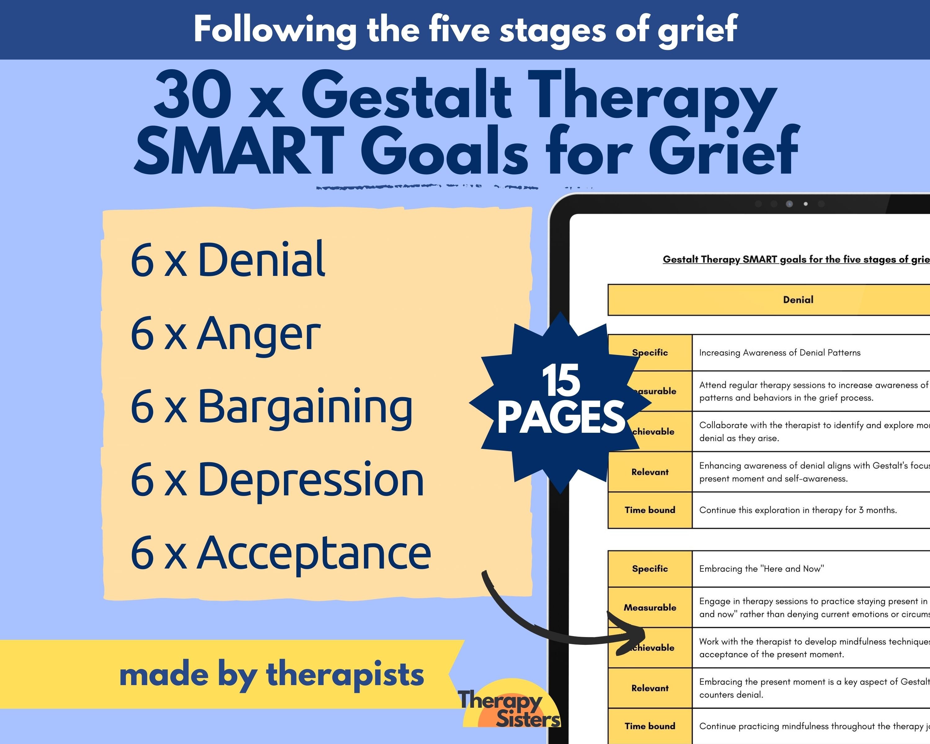 Gestalt Therapy SMART Goals for Grief Therapy Grief Workbook Grief ...