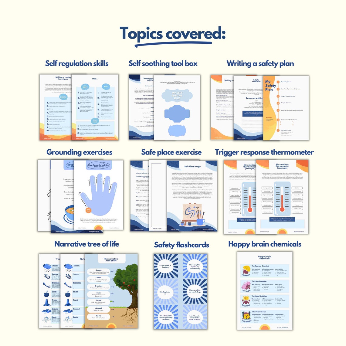 Trauma Therapy Safety Worksheets Trauma Journal Printable CBT Anxiety ...