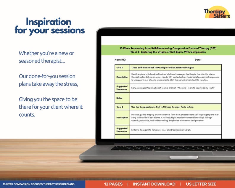 10 Week Recovering From Self-blame Using CFT Session Plans | CBT ...