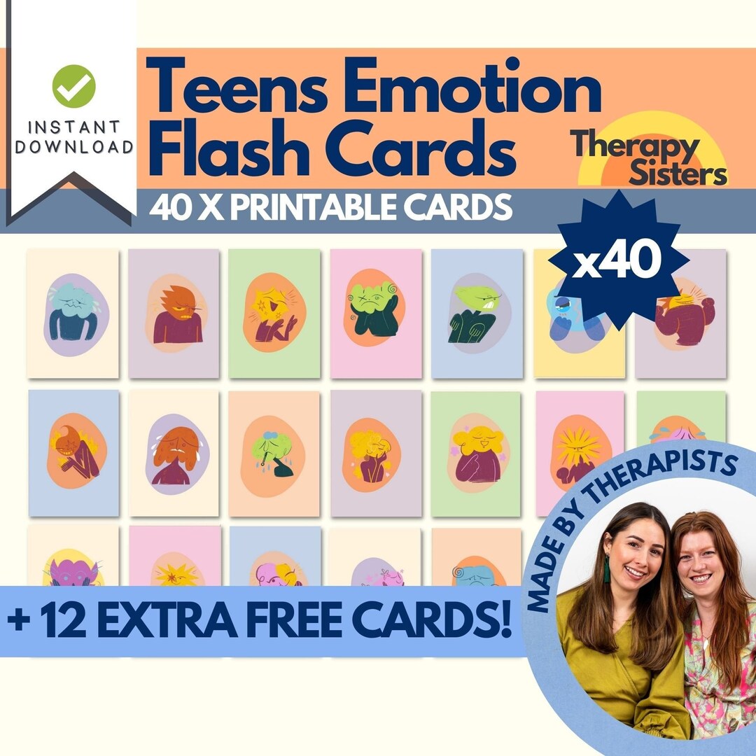 40 Adolescent Emotion Cards | Teen Therapy Card Deck Counselling Tool ...