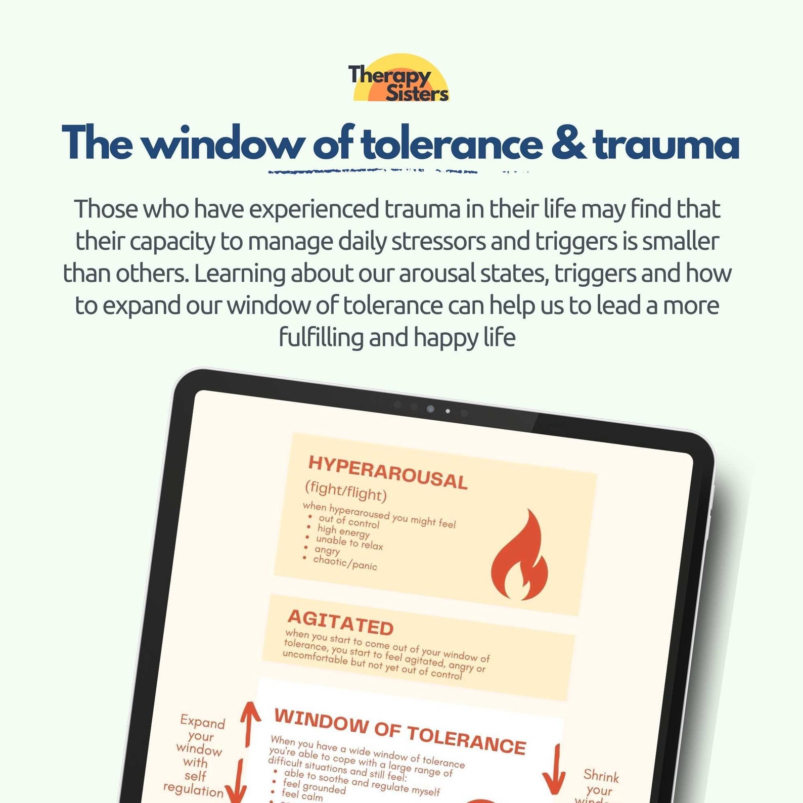 Window of Tolerance Worksheets for Adults | Nervous System Polyvagal ...