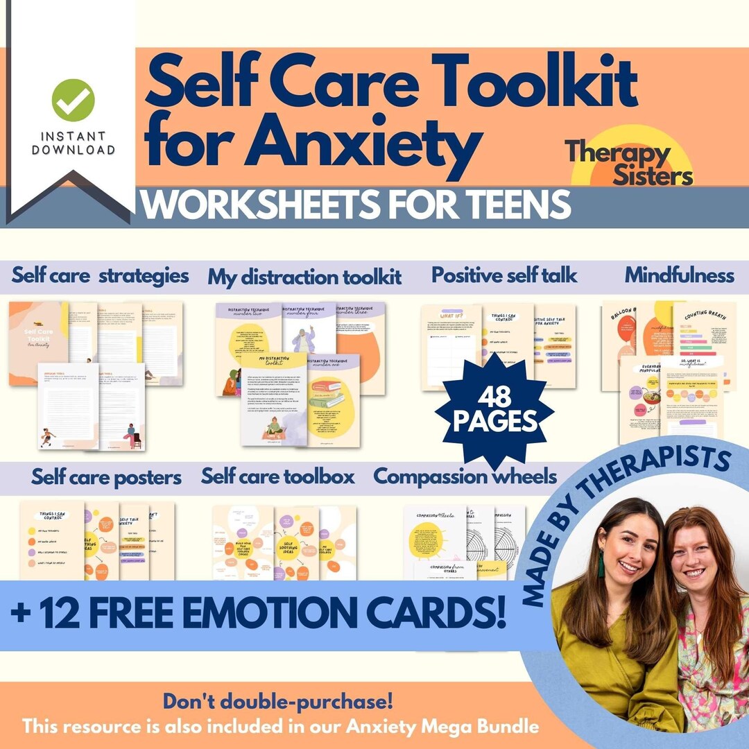 Self Care Worksheets for Teen Anxiety | Self Care Planner Self Love ...