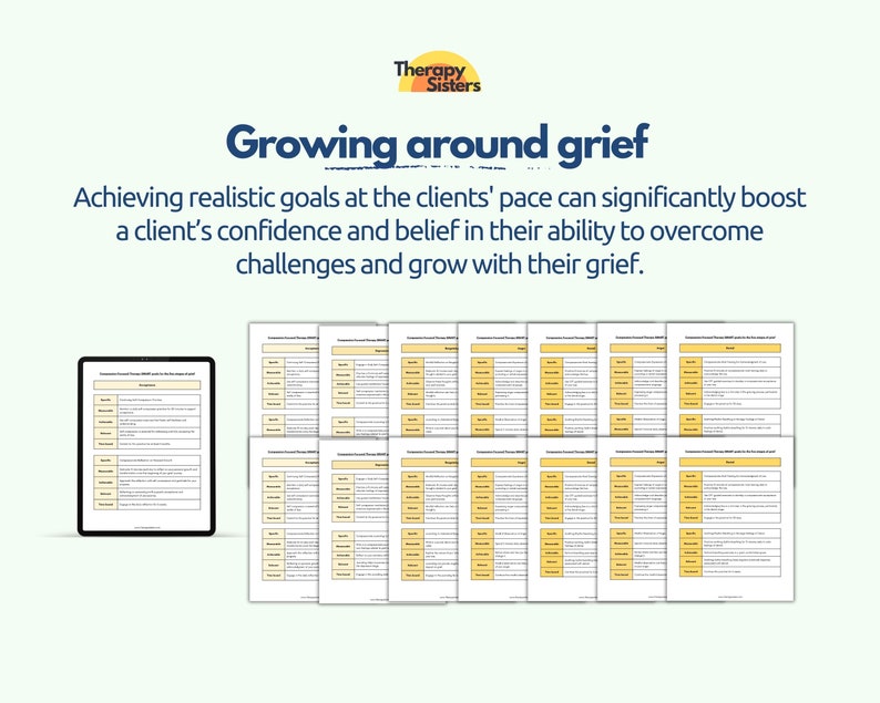 Compassion Focused Therapy SMART Goals for Grief Therapy Grief Workbook ...