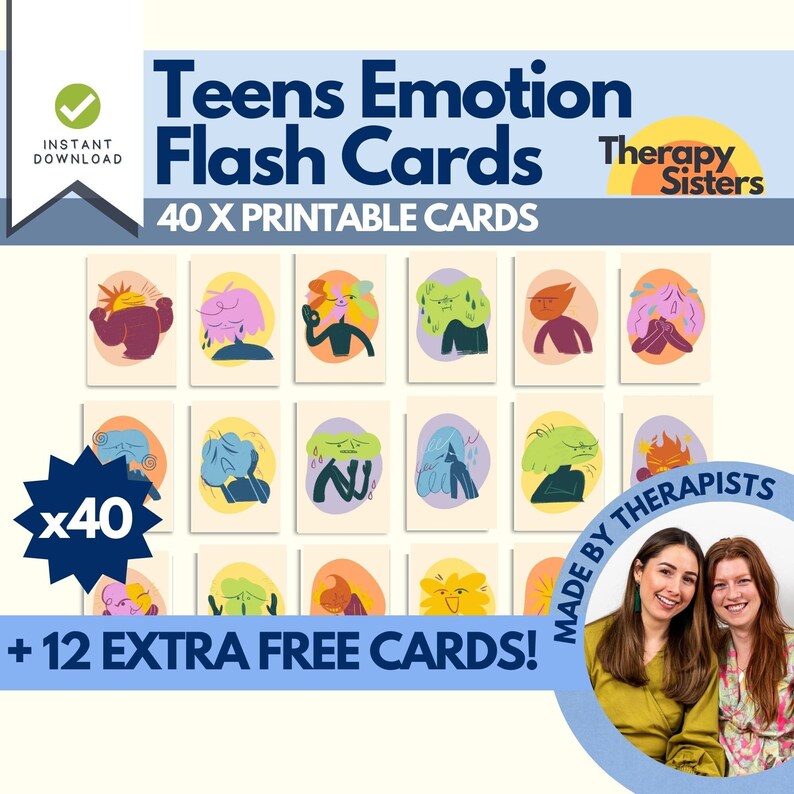 40 Adolescent Emotion Cards Teen Therapy Card Deck - Etsy