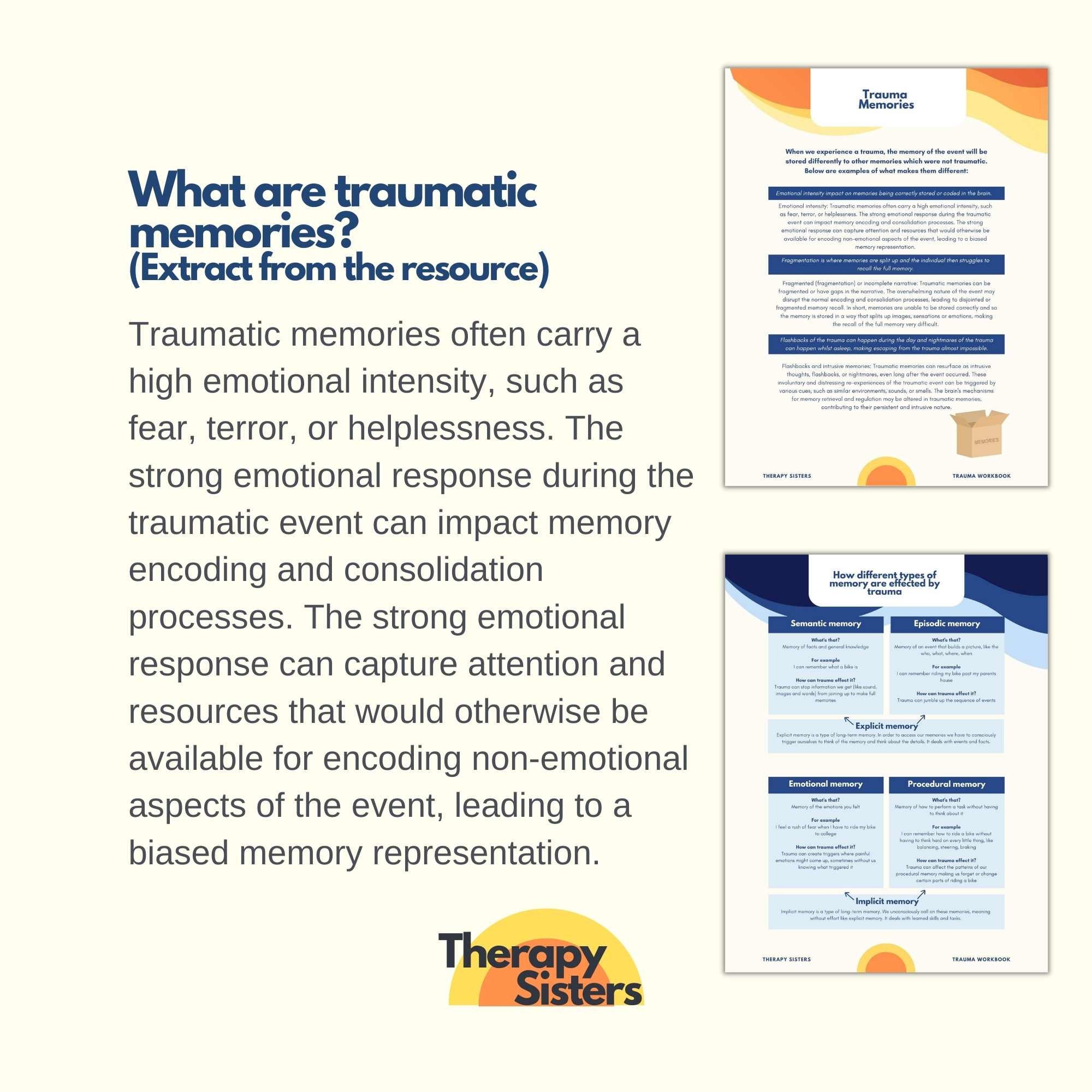Trauma Memories Resource | PTSD Trauma Journal Printable CBT Anxiety ...