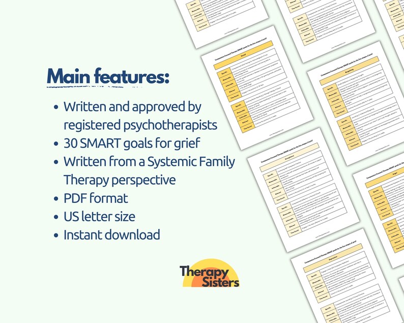 Systemic Family Therapy SMART Goals for Grief Therapy Grief Journal ...