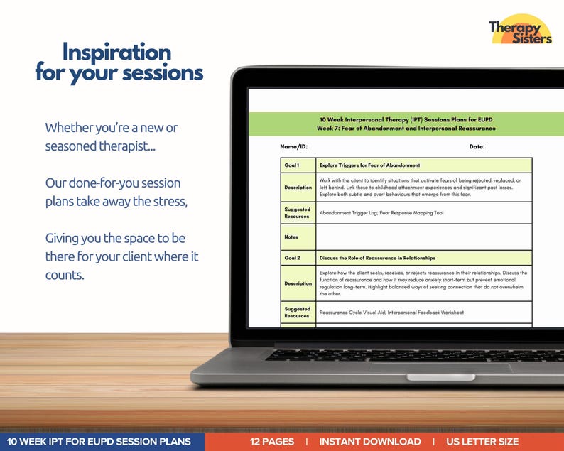 IPT for EUPD 10-week Session Plan | Therapy Worksheets (PDF) - Etsy UK