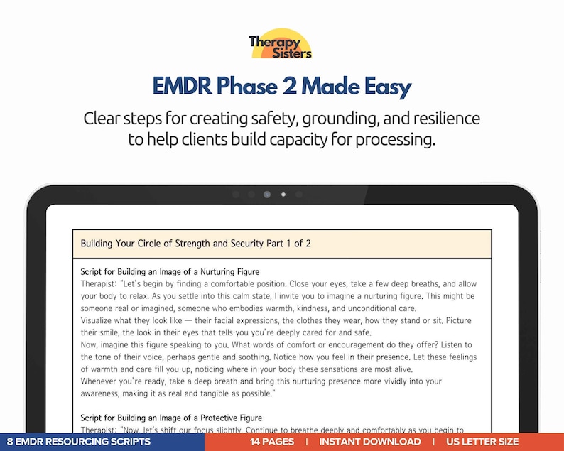 8 X Resourcing Scripts for EMDR Therapists | EMDR Cheat Sheets Phase 2 ...