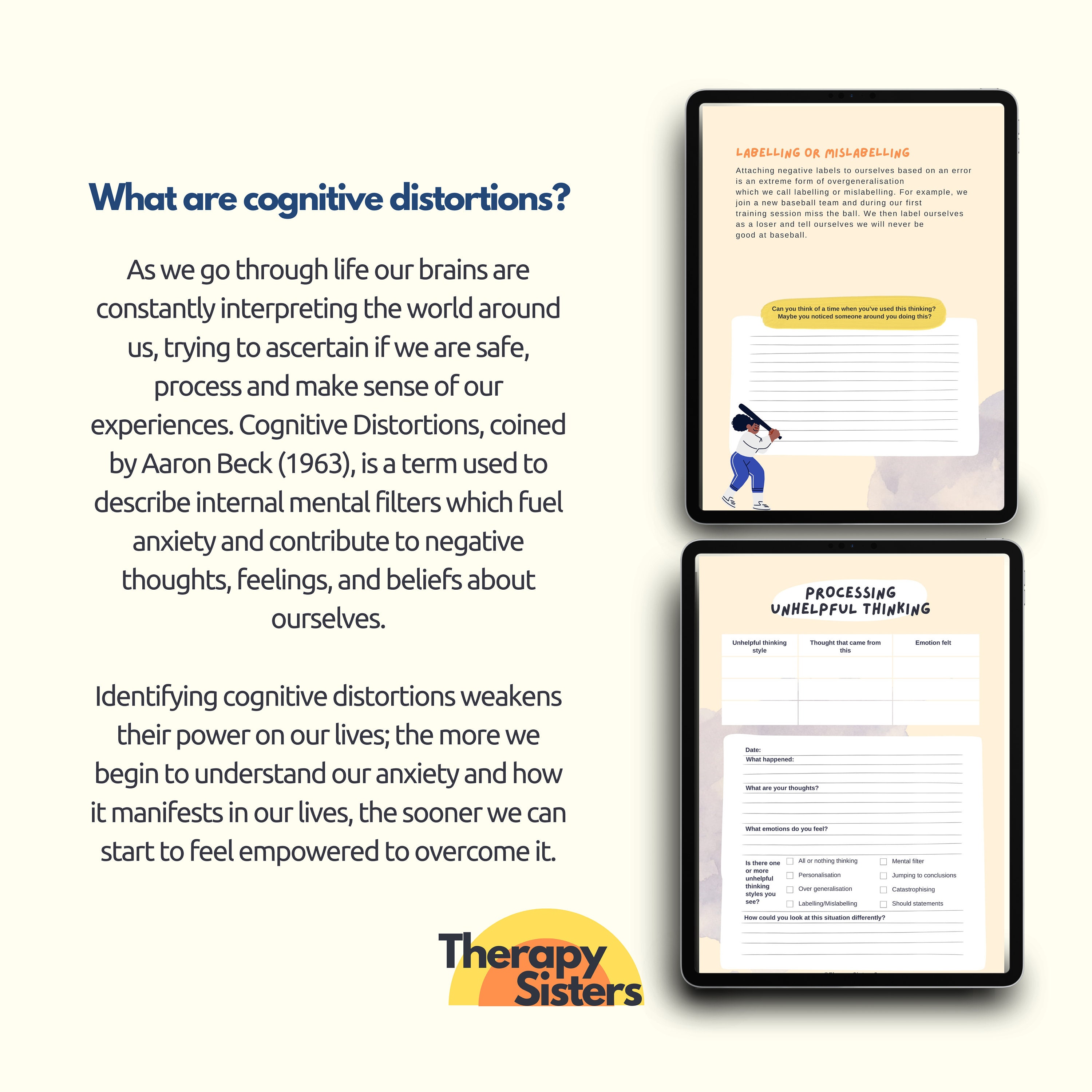 Cognitive Distortion Workbook | Thinking Errors CBT Therapy Cognitive ...