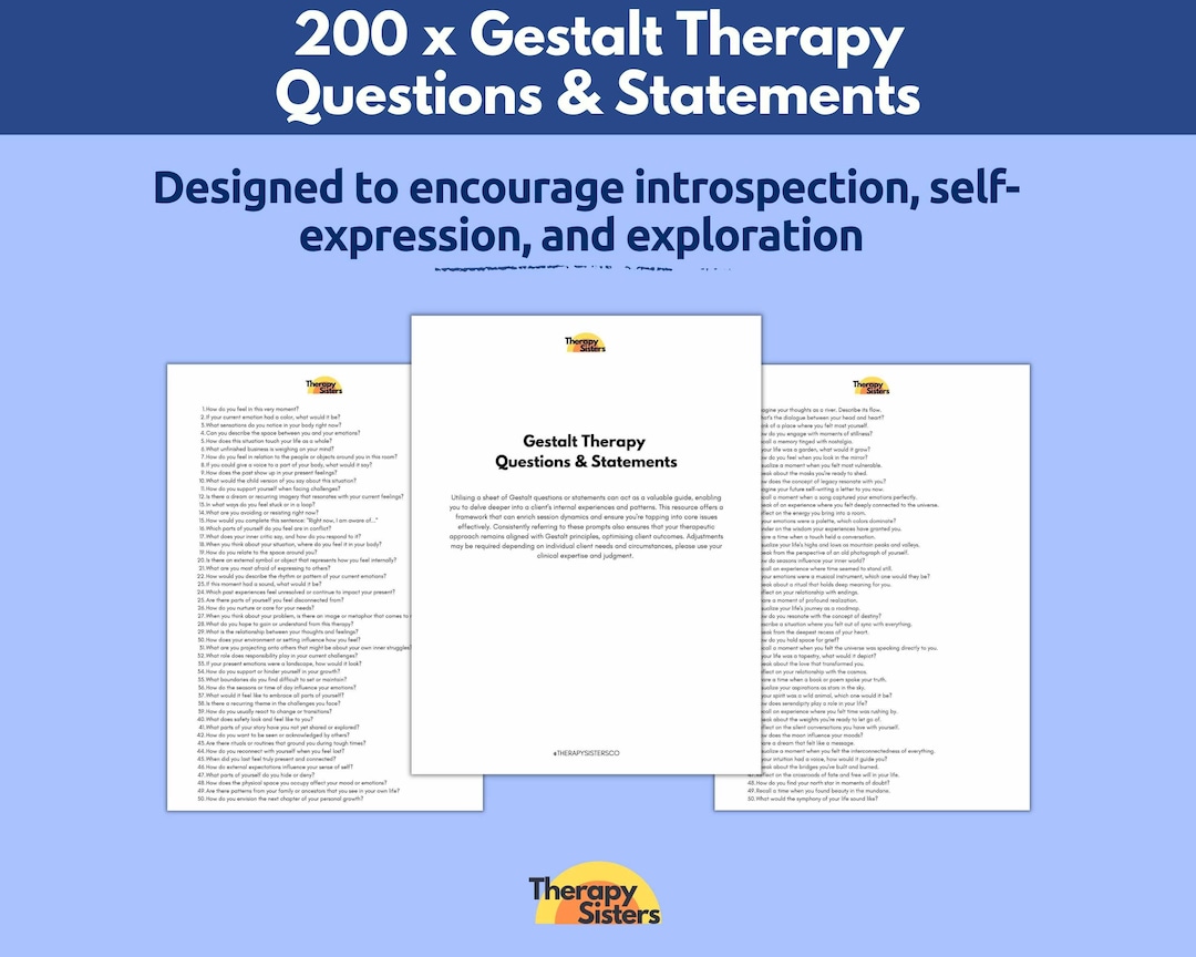 200 Gestalt Therapy Questions | Therapy Interventions Therapy Cheat ...