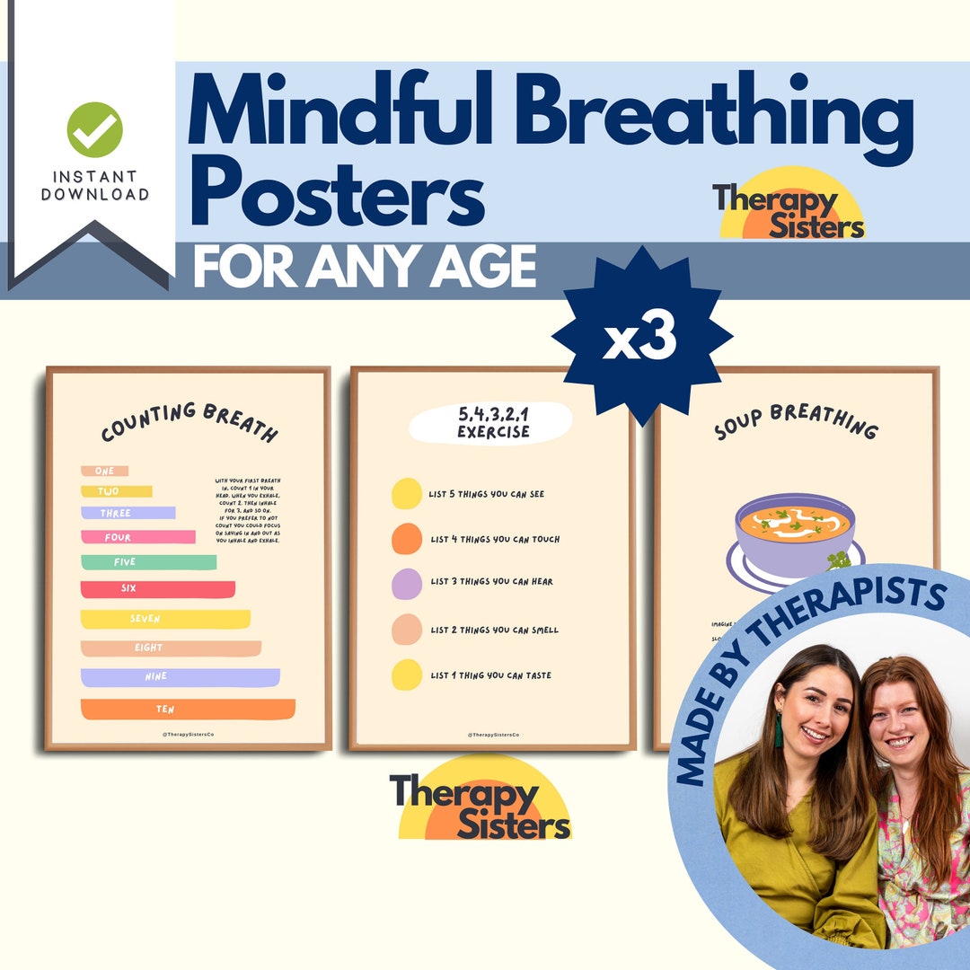 3 Mindful Breathing Posters | School Counseling Sign Poster ...