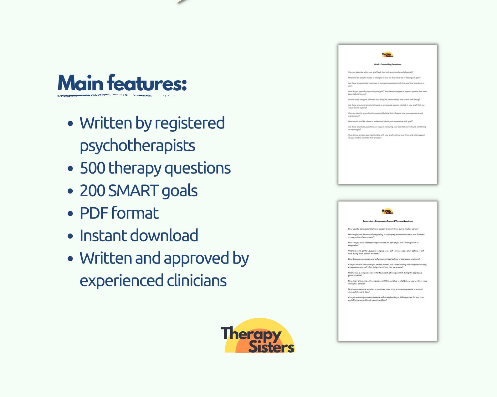 Therapist Resource Bundle 500 Therapy Questions 200 SMART Goals for ...