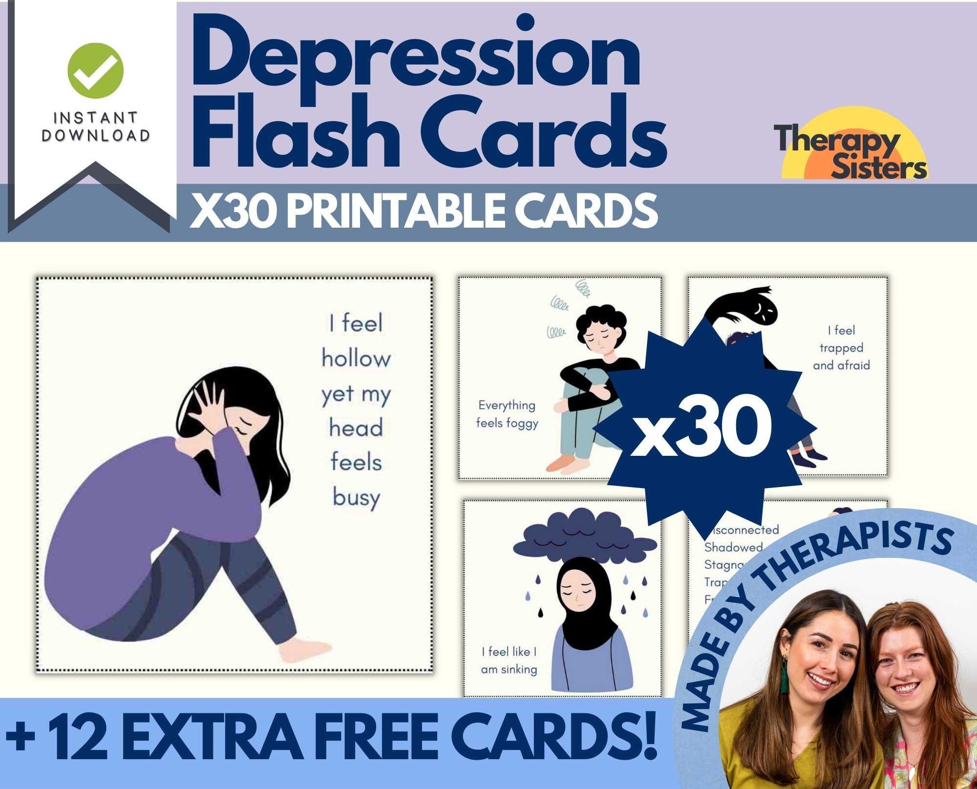 Depression Flash Cards | Depression, Self-esteem Building, Therapy ...