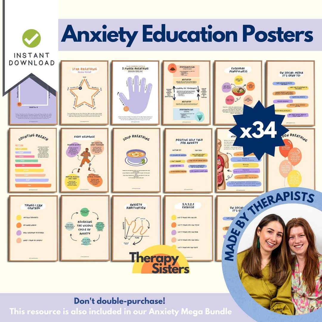 34 Anxiety Posters | Therapy Office Decor Therapy Office Art Psychology ...