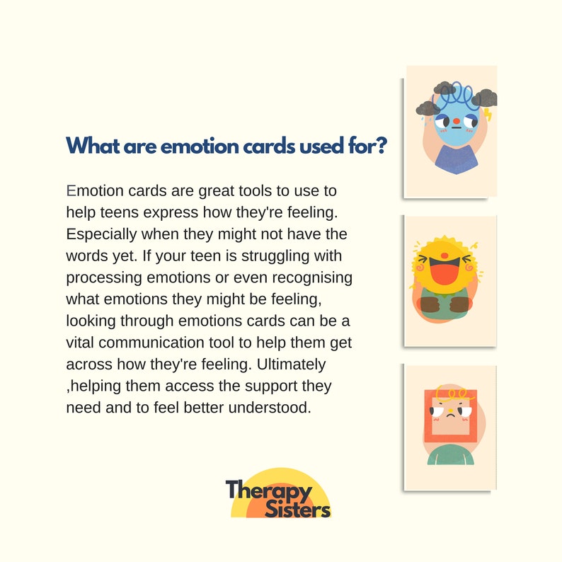 40 Kids Emotion Cards | Teen Therapy Card Deck Counselling Tool Therapy ...