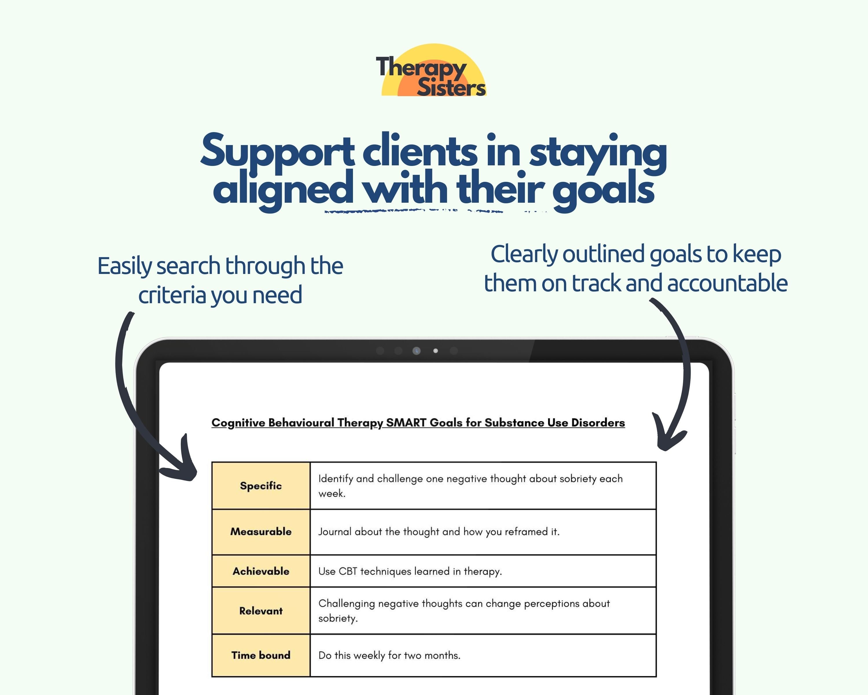 CBT SMART Goals for Sobriety and Addiction Treatment Planning Substance ...