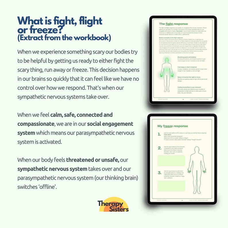 Adults Fight Flight Freeze Workbook | Polyvagal Theory Nervous System ...