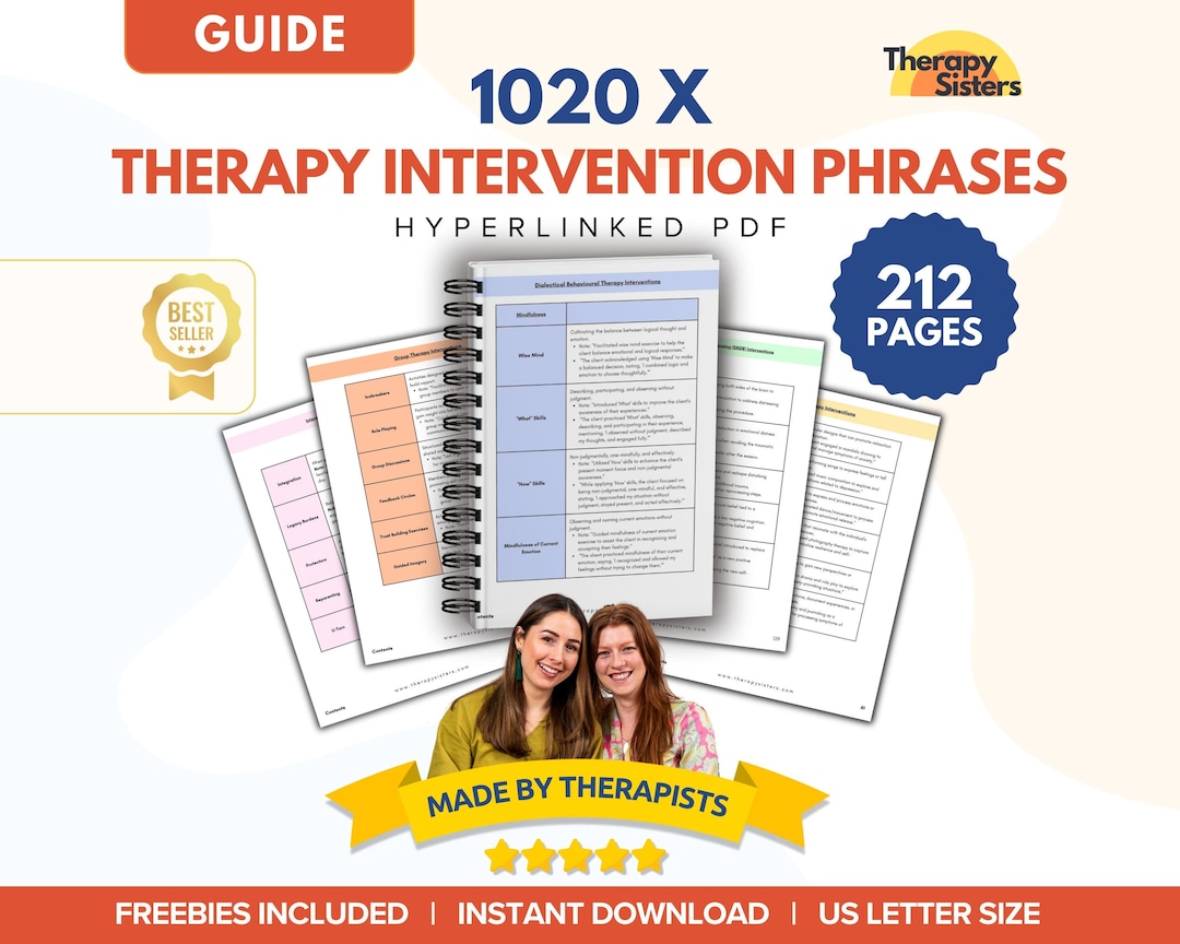1020 X Therapy Intervention Phrases | HIPAA Compliant Progress Notes ...