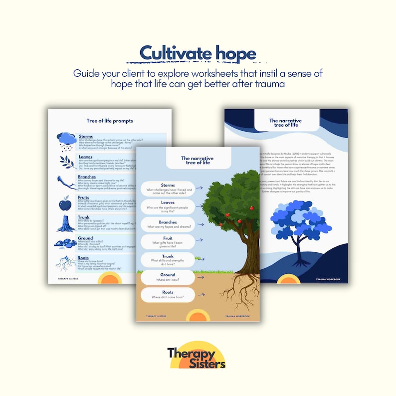 Narrative Therapy Tree of Life Worksheets | Life Story Trauma Therapy ...