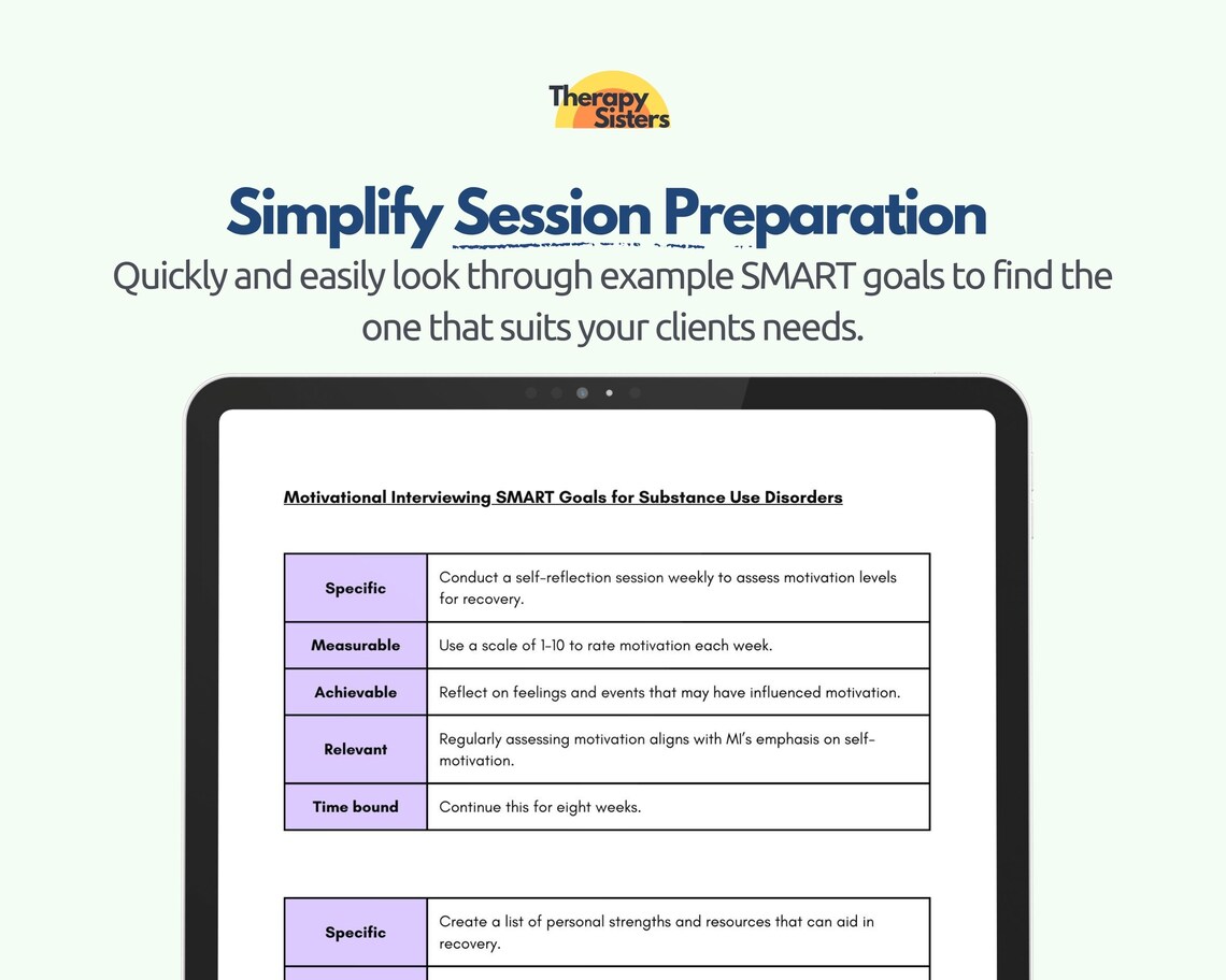 MI SMART Goals for Sobriety and Addiction Treatment Planning Substance ...