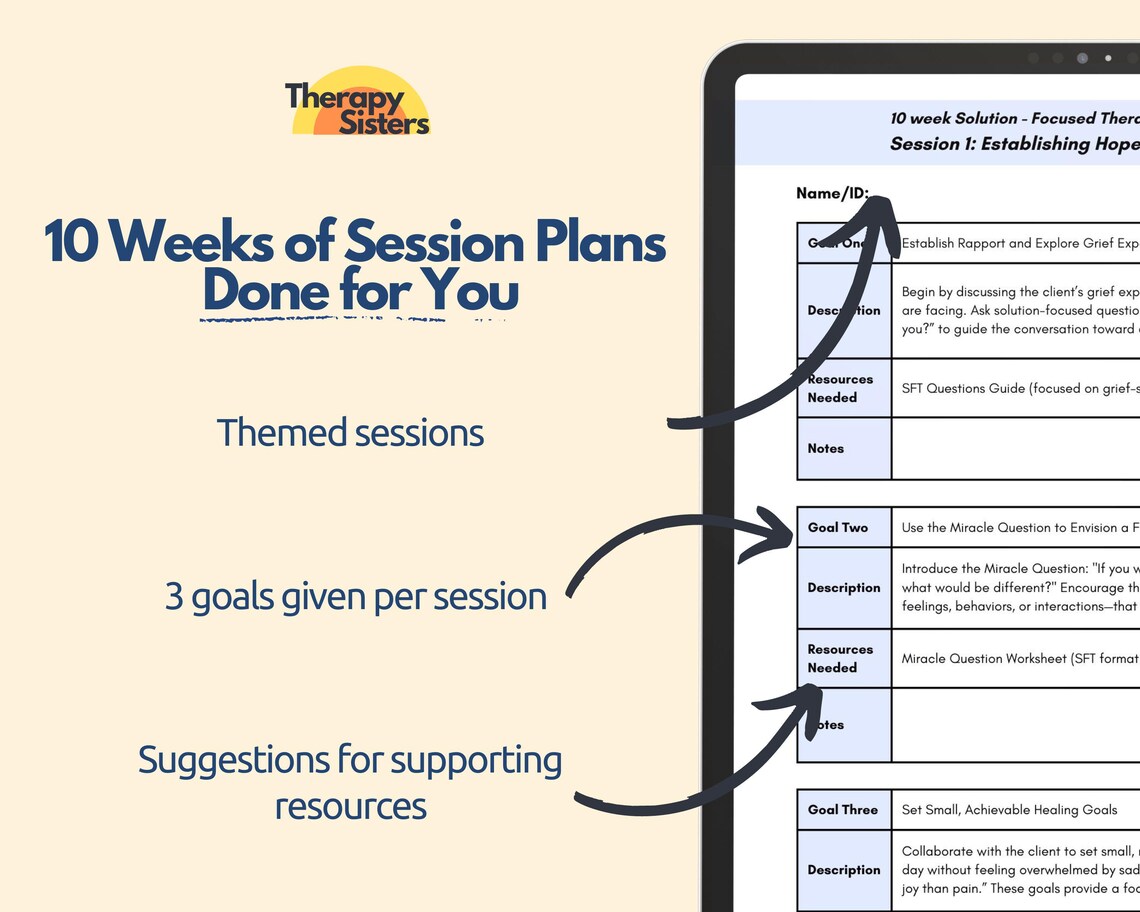 10 Week SFT Session Plans | Solution Focused Therapy SFT Activities ...