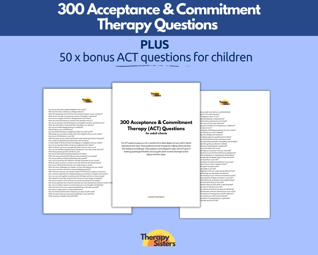 300 Acceptance & Commitment Therapy Questions ACT Therapy - Etsy