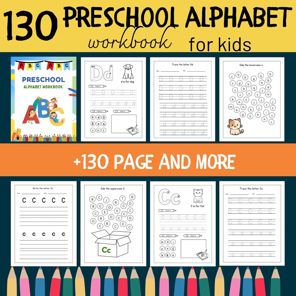 Preschool Alphabet Workbook Sheets for Kids | Alphabet Worksheets for ...