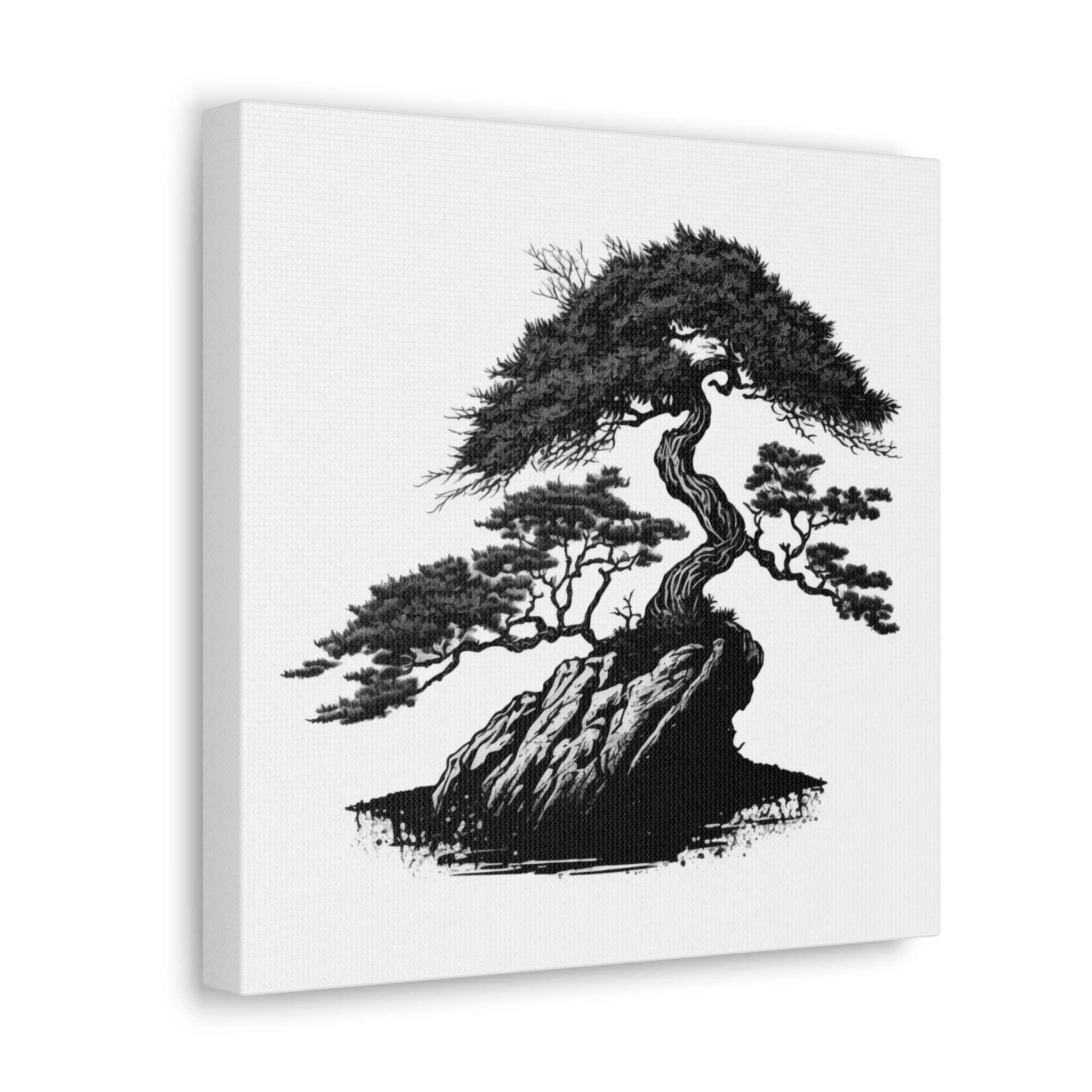 Black and White Bonsai Tree Canvas Print 2 - Etsy