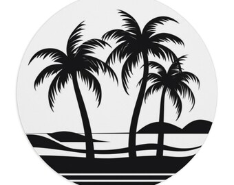 PALM TREE White Sand BEACH Computer Mouse Pad or Hot Pad 7 X 9 Fabric ...