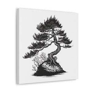 Black and White Bonsai Tree Canvas Print 1 - Etsy