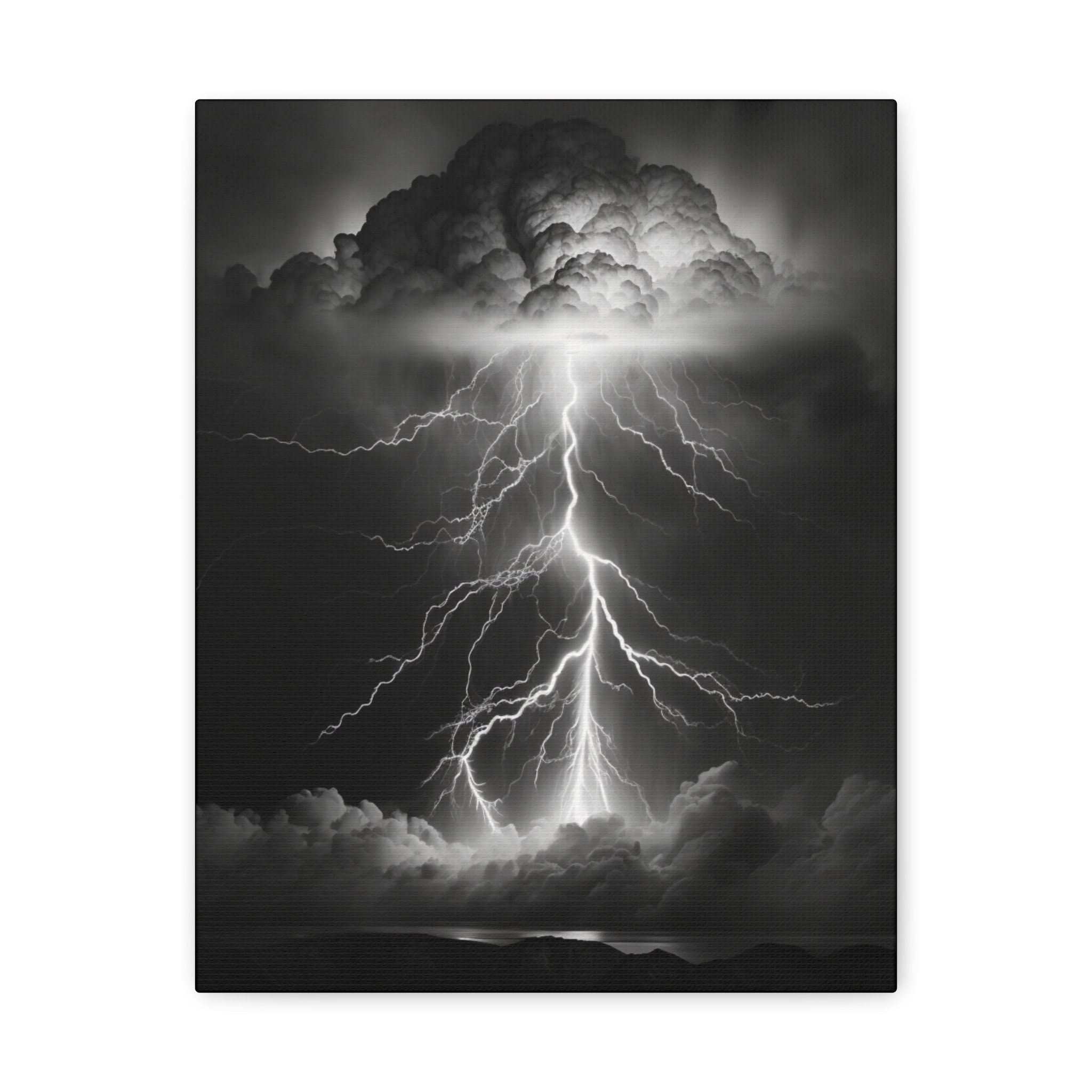 Lightning Strike Black and White Canvas Print - Etsy