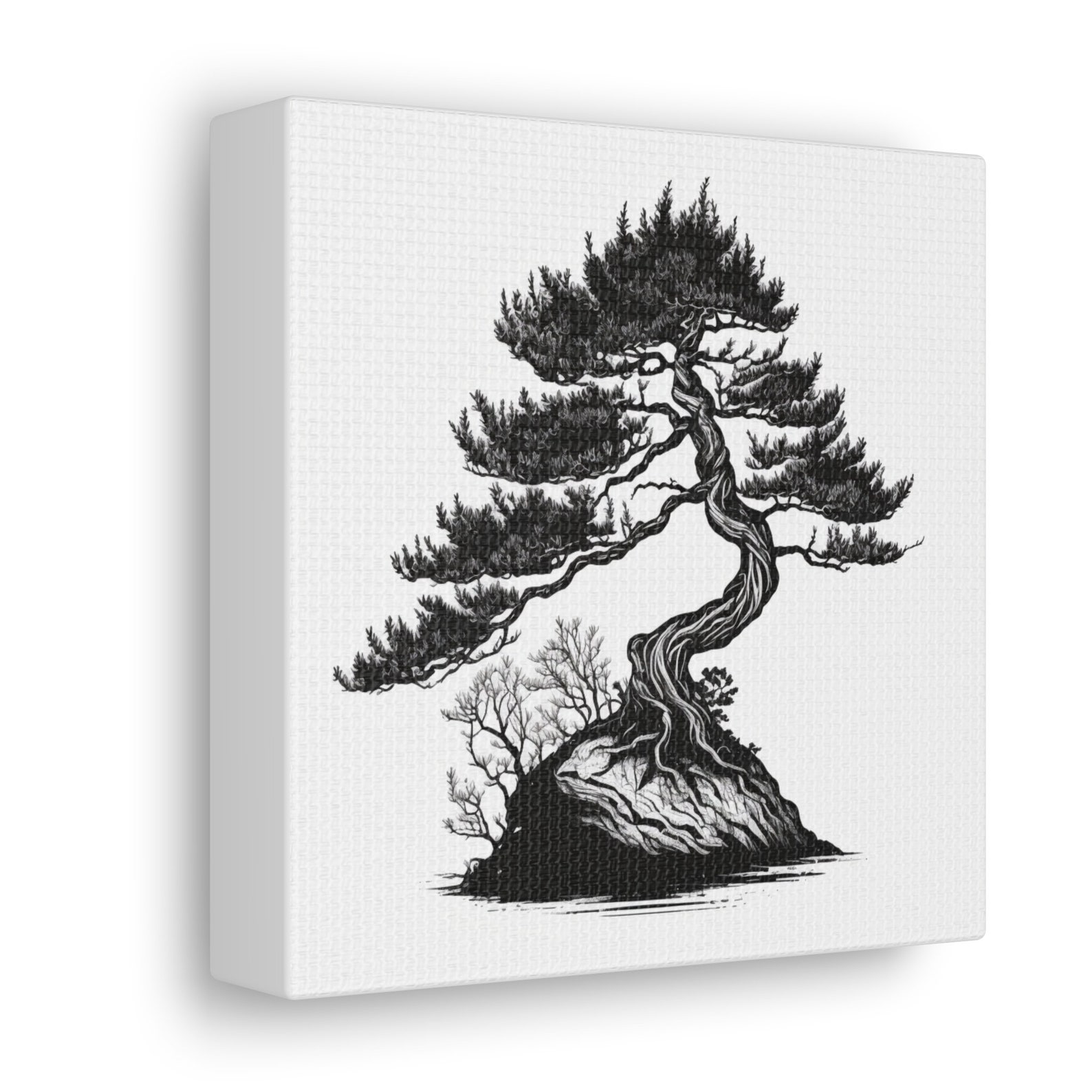 Black and White Bonsai Tree Canvas Print 1 - Etsy