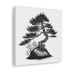 Black and White Bonsai Tree Canvas Print 1 - Etsy