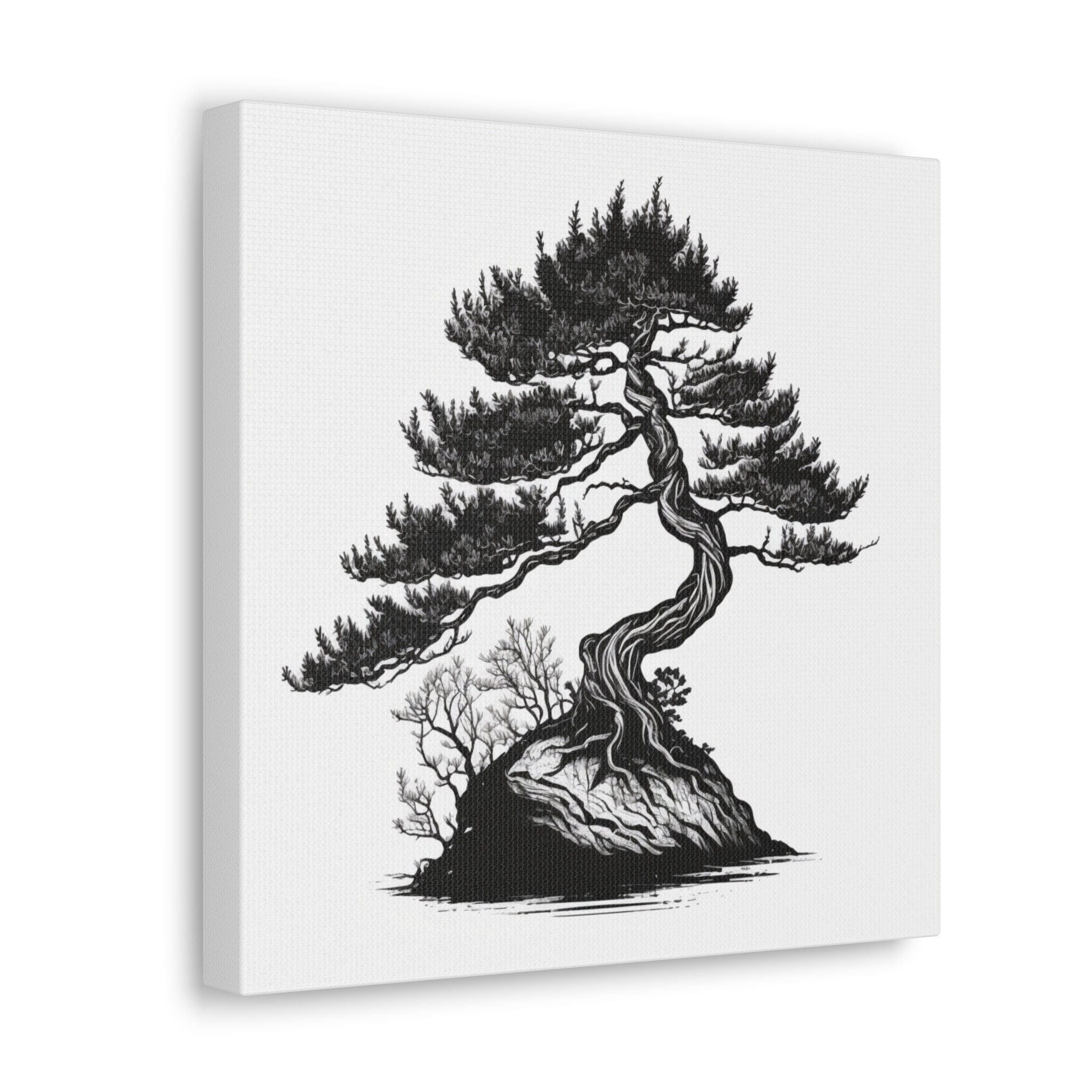 Black and White Bonsai Tree Canvas Print 1 - Etsy