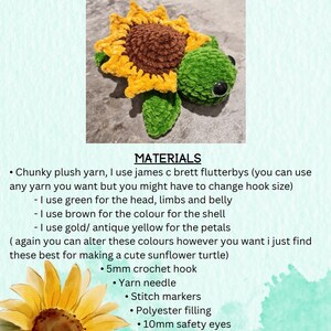 Sunflower Turtle Crochet Pattern - Etsy
