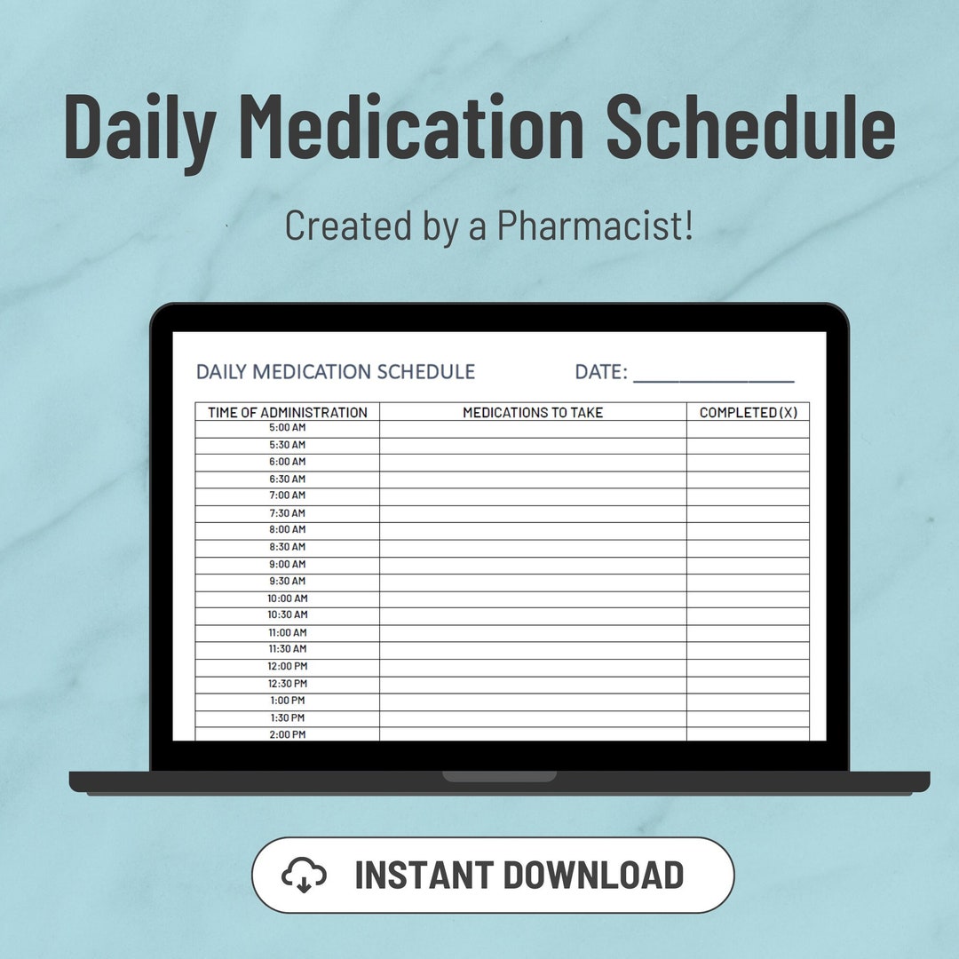 Daily Medication Schedule // Track Daily Medications // Organize ...