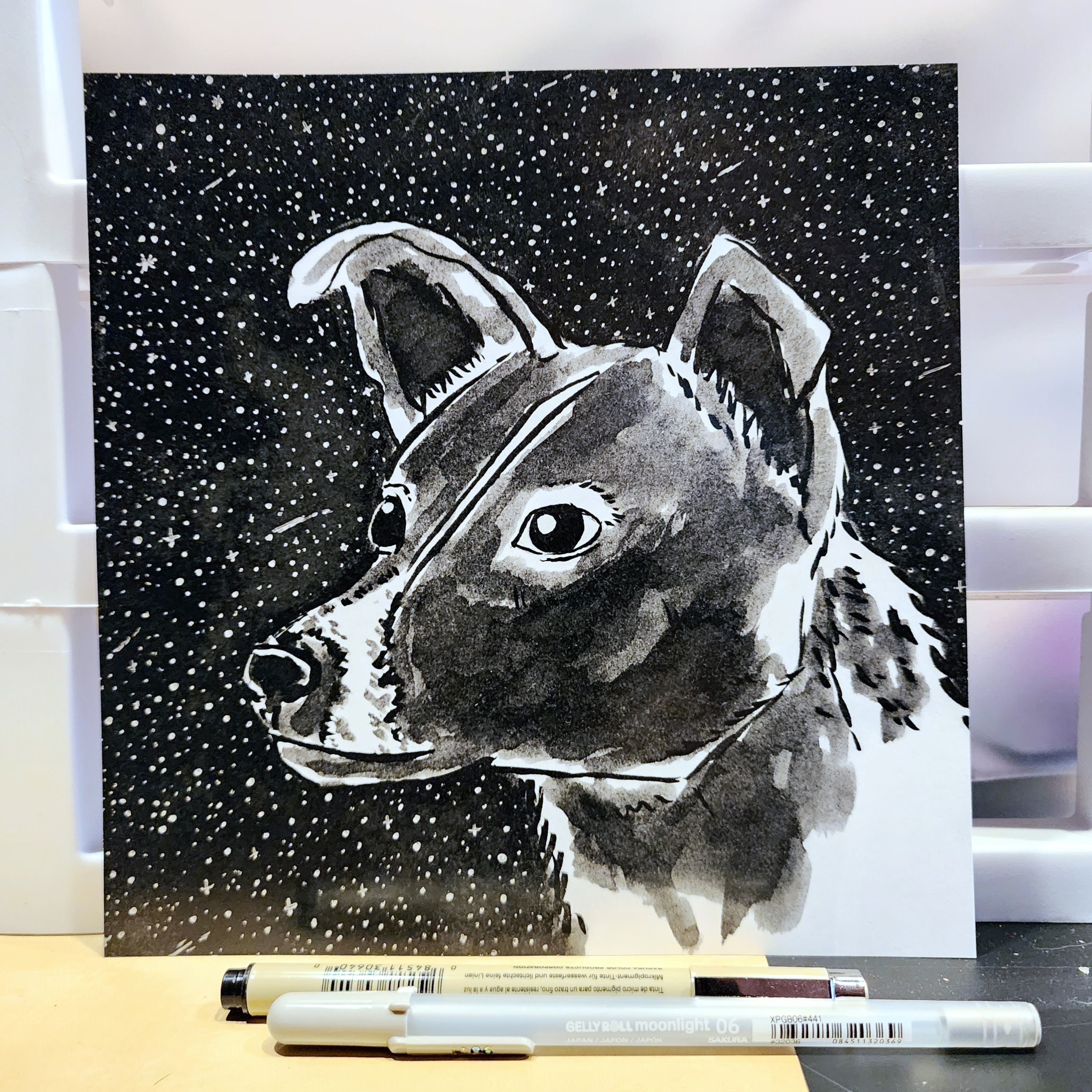 Laika the Dog Original Inkbrush Drawing Print - Etsy