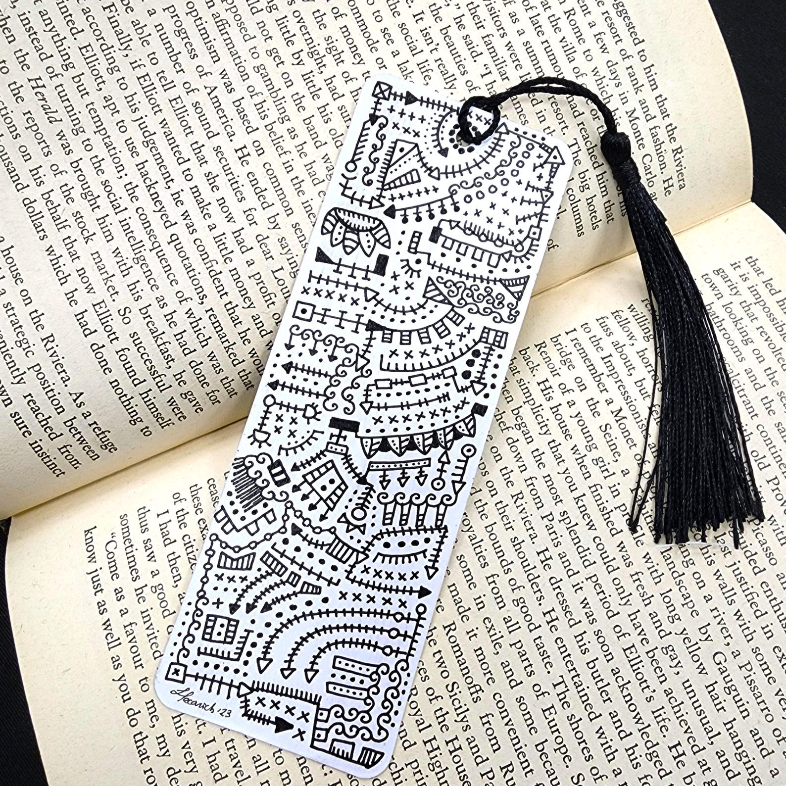 Handmade White Doodle Bookmarks With Matte Finish and Tassel - Etsy