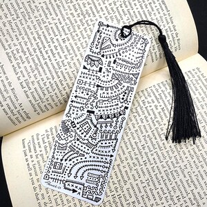 Handmade White Doodle Bookmarks With Matte Finish and Tassel - Etsy