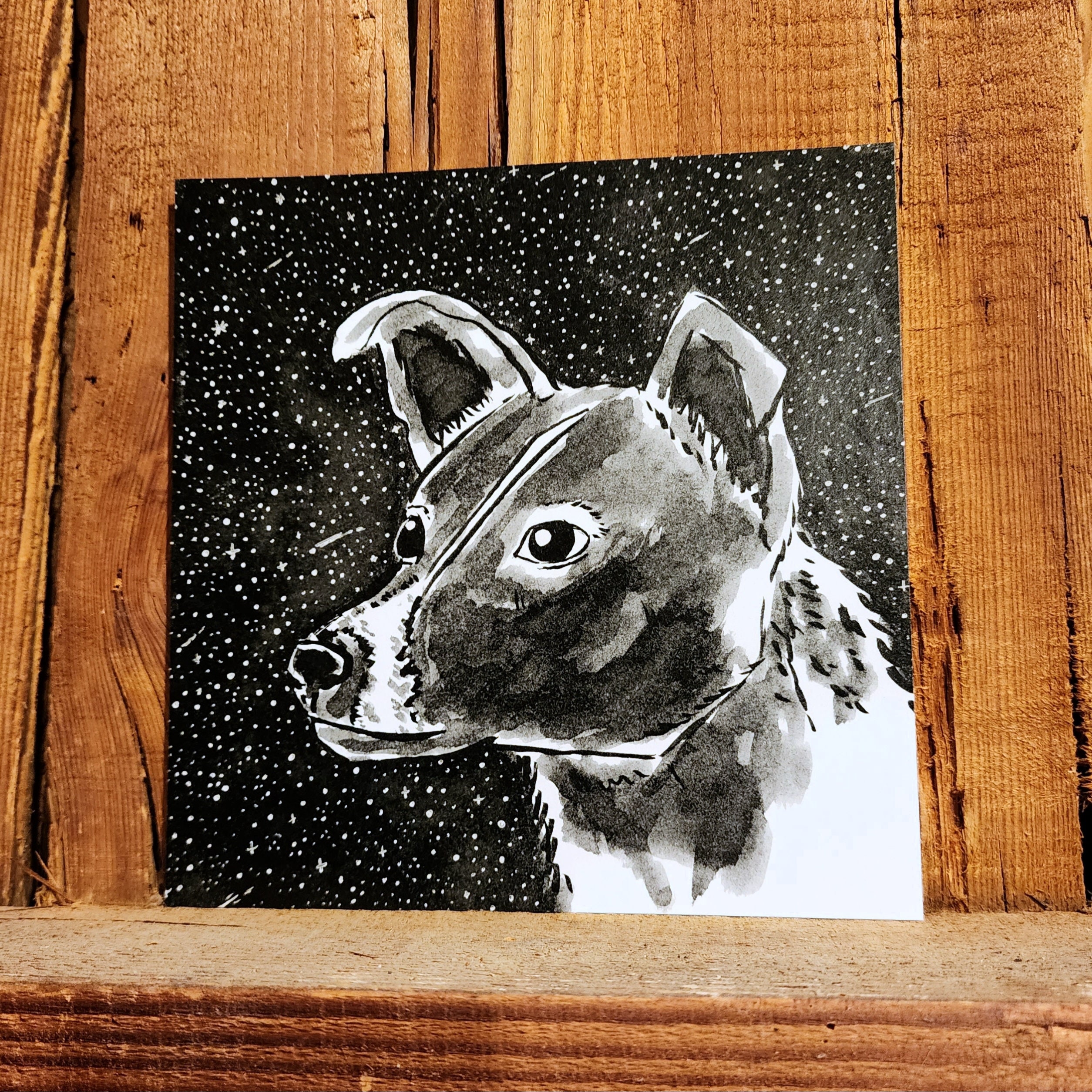 Laika the Dog Original Inkbrush Drawing Print - Etsy
