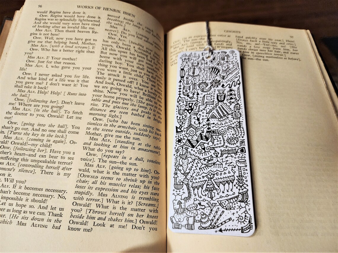 Handmade White Doodle Bookmarks With Matte Finish and Tassel - Etsy